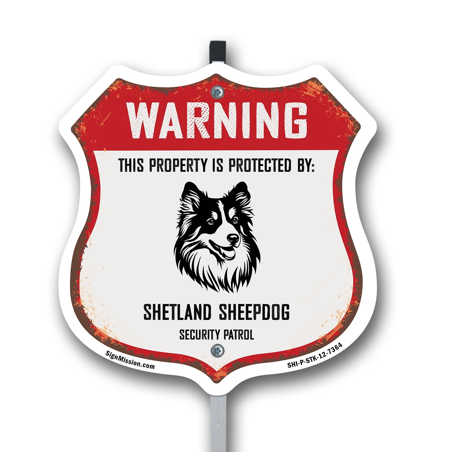 Warning This Property is Protected by Shetland Sheepdog 12 inch X 12 ...