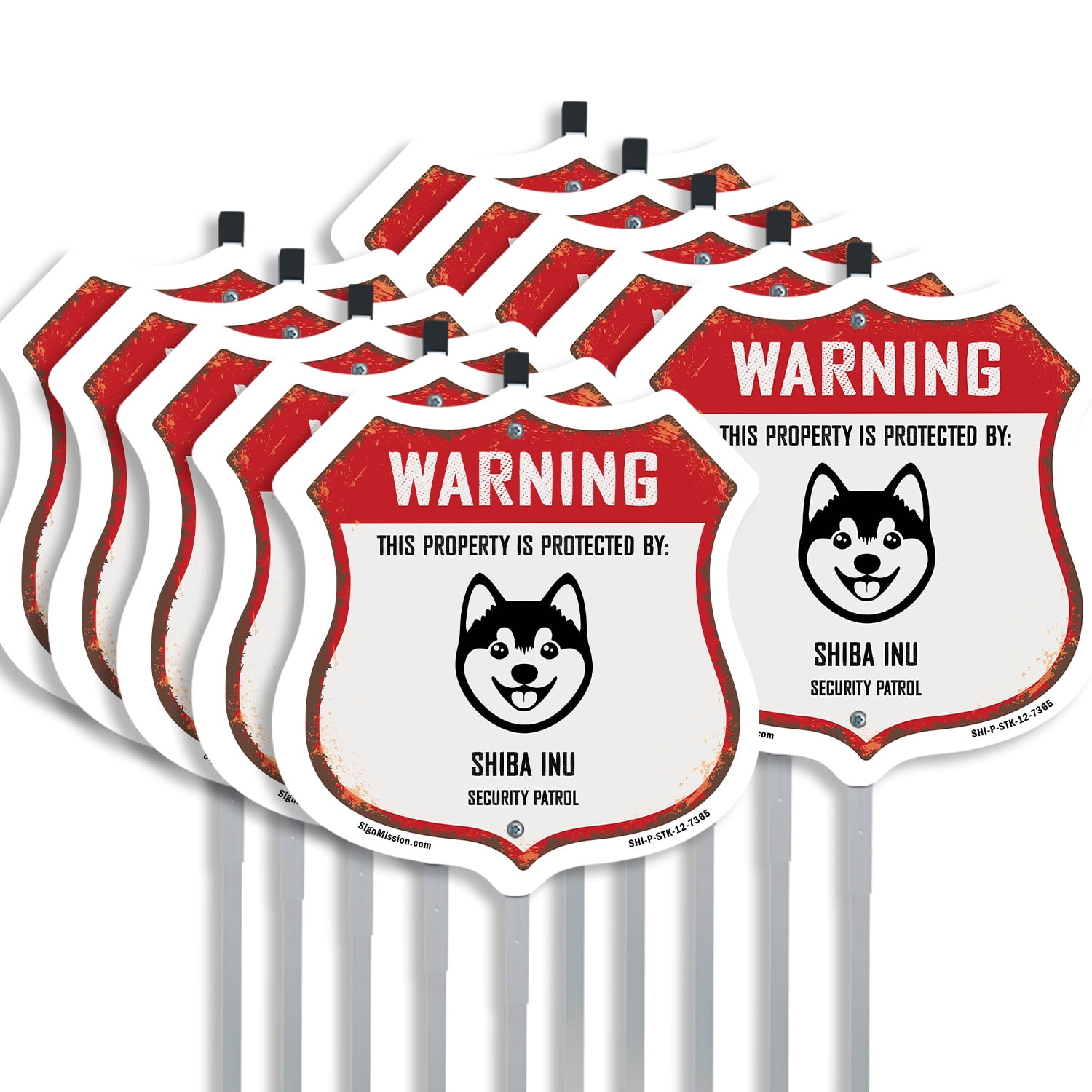 Warning This Property is Protected by Shiba Inu (10 Pack) 12 inch X 12 ...