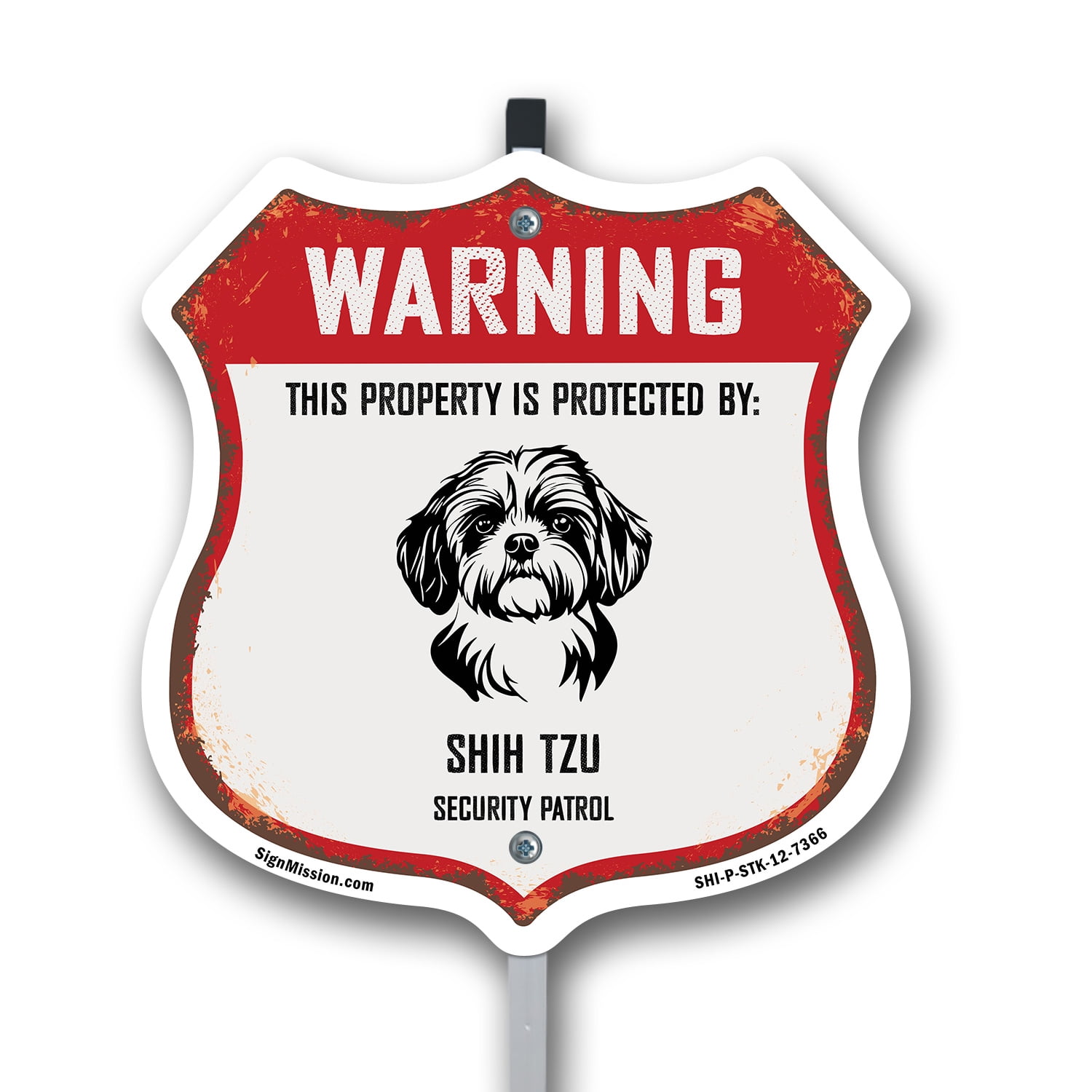 Warning This Property is Protected by Shih Tzu 12 inch X 12 inch Shield ...
