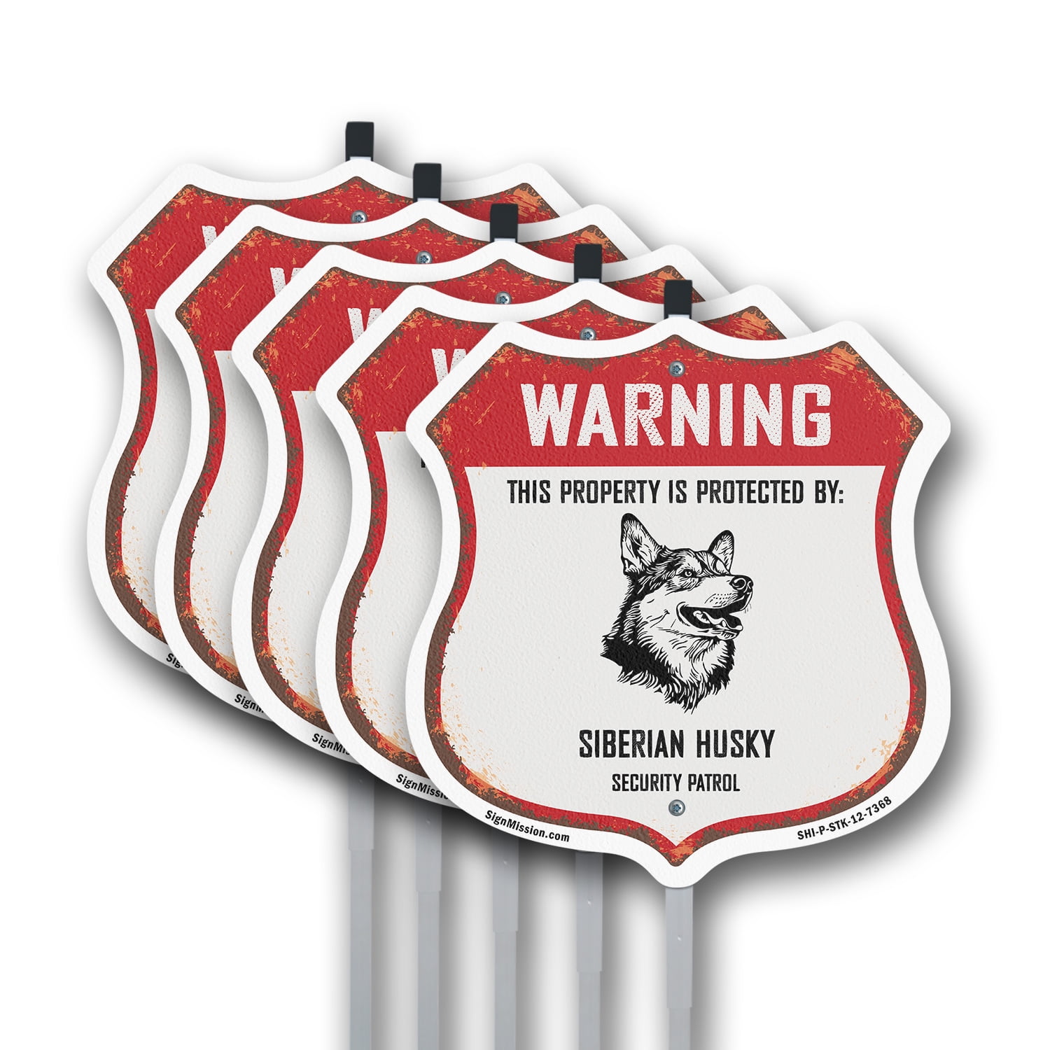 Warning This Property is Protected by Siberian Husky (5 Pack) 12 inch X ...