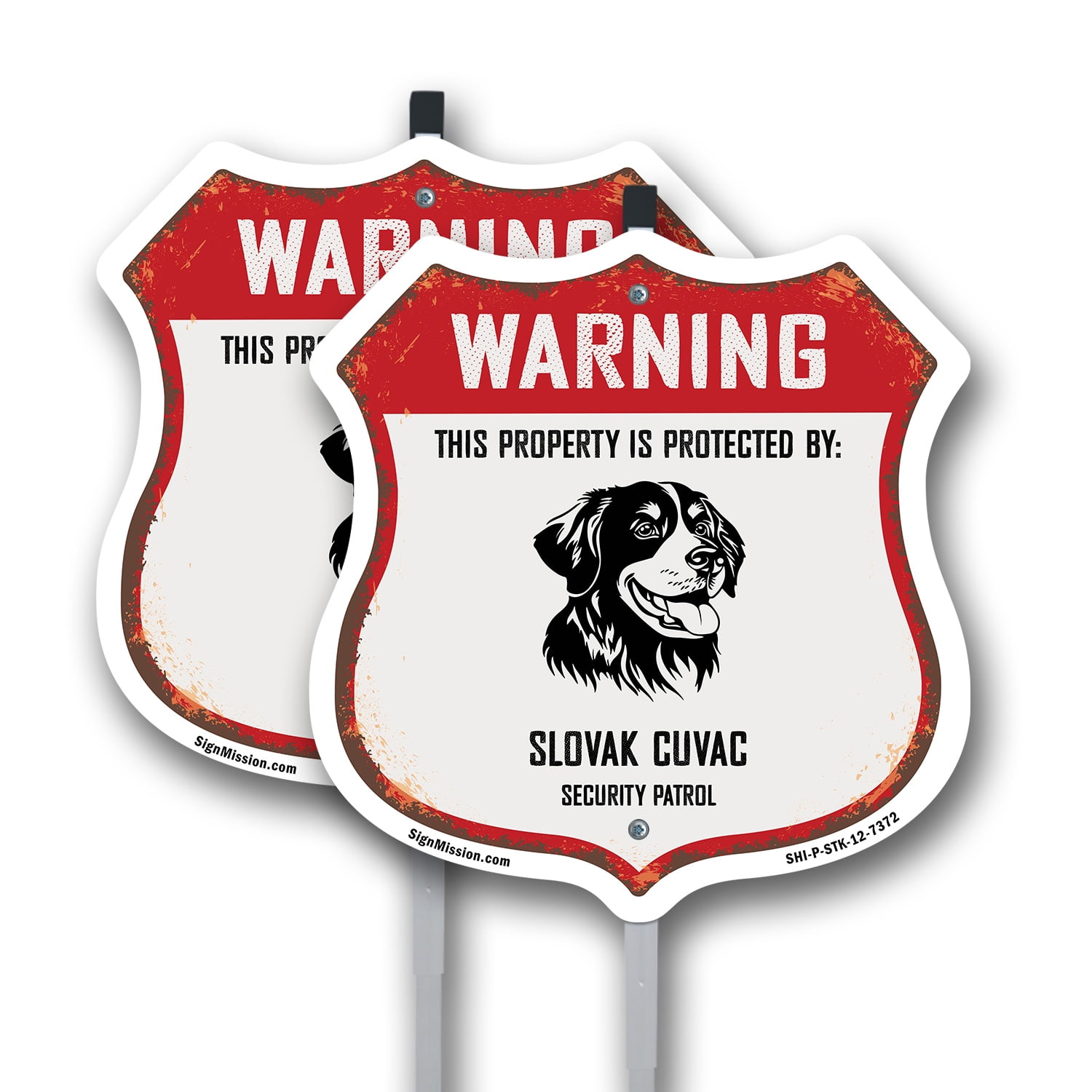 Warning This Property is Protected by Slovak Cuvac (2 Pack) 12 inch X ...