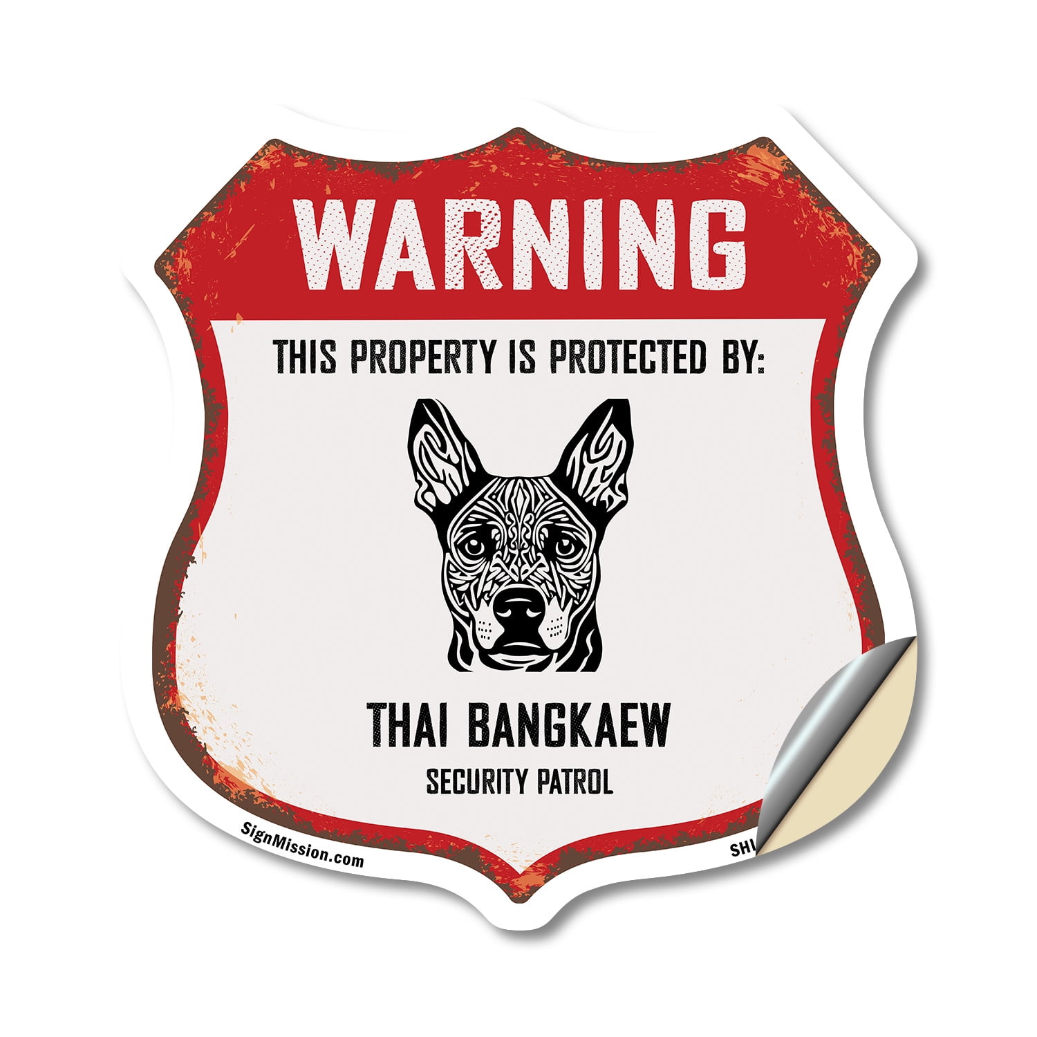 Warning This Property is Protected by Thai Bangkaew (2 Pack) 4 inch X 4 ...