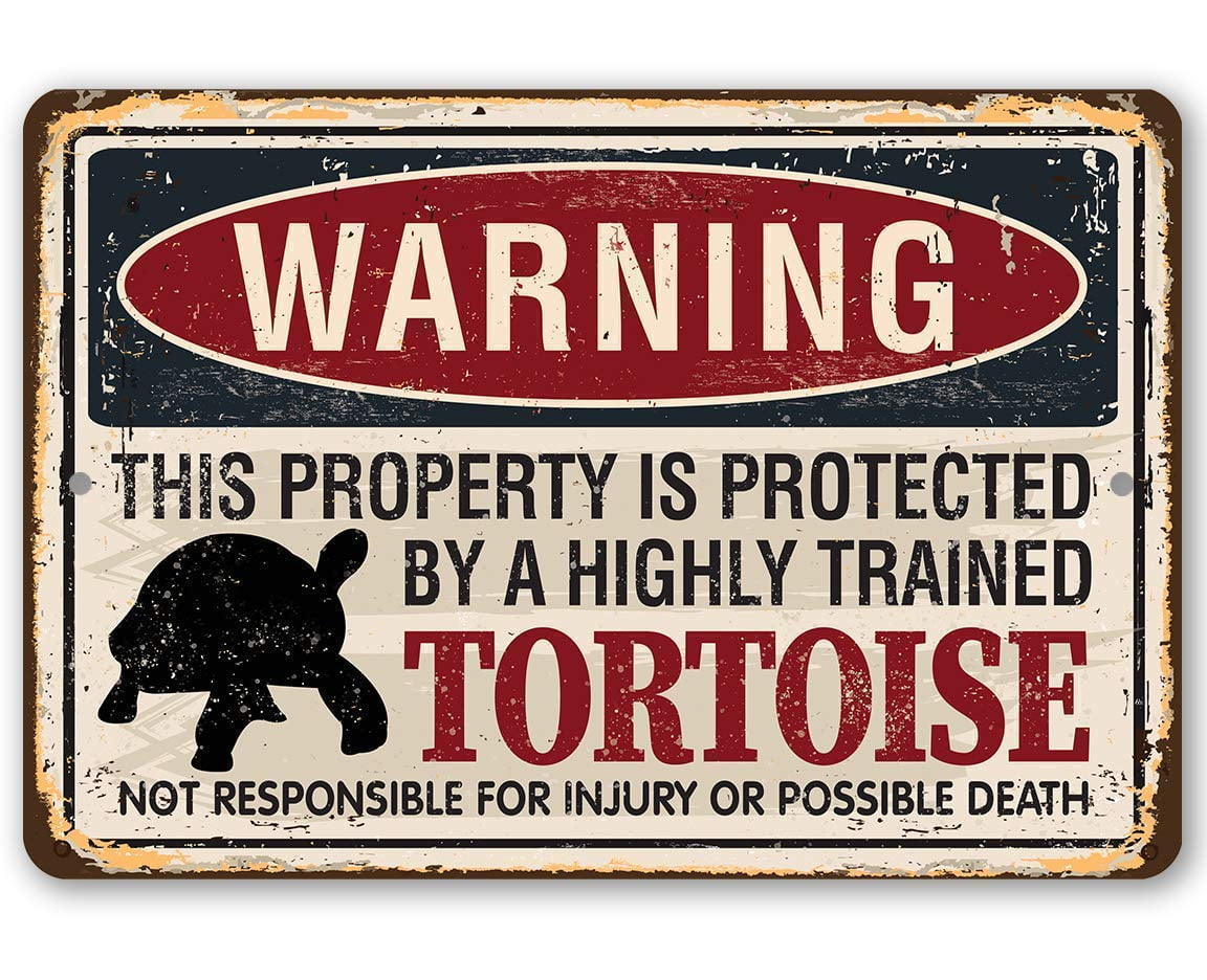 Warning Property Protected By Tortoise - Classis Sea Turtle Decor and ...