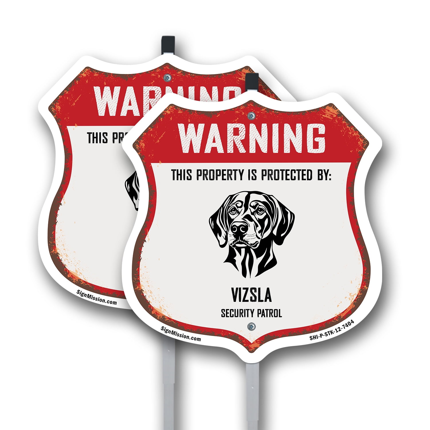 Warning This Property is Protected by Vizsla (2 Pack) 12 inch X 12 inch ...