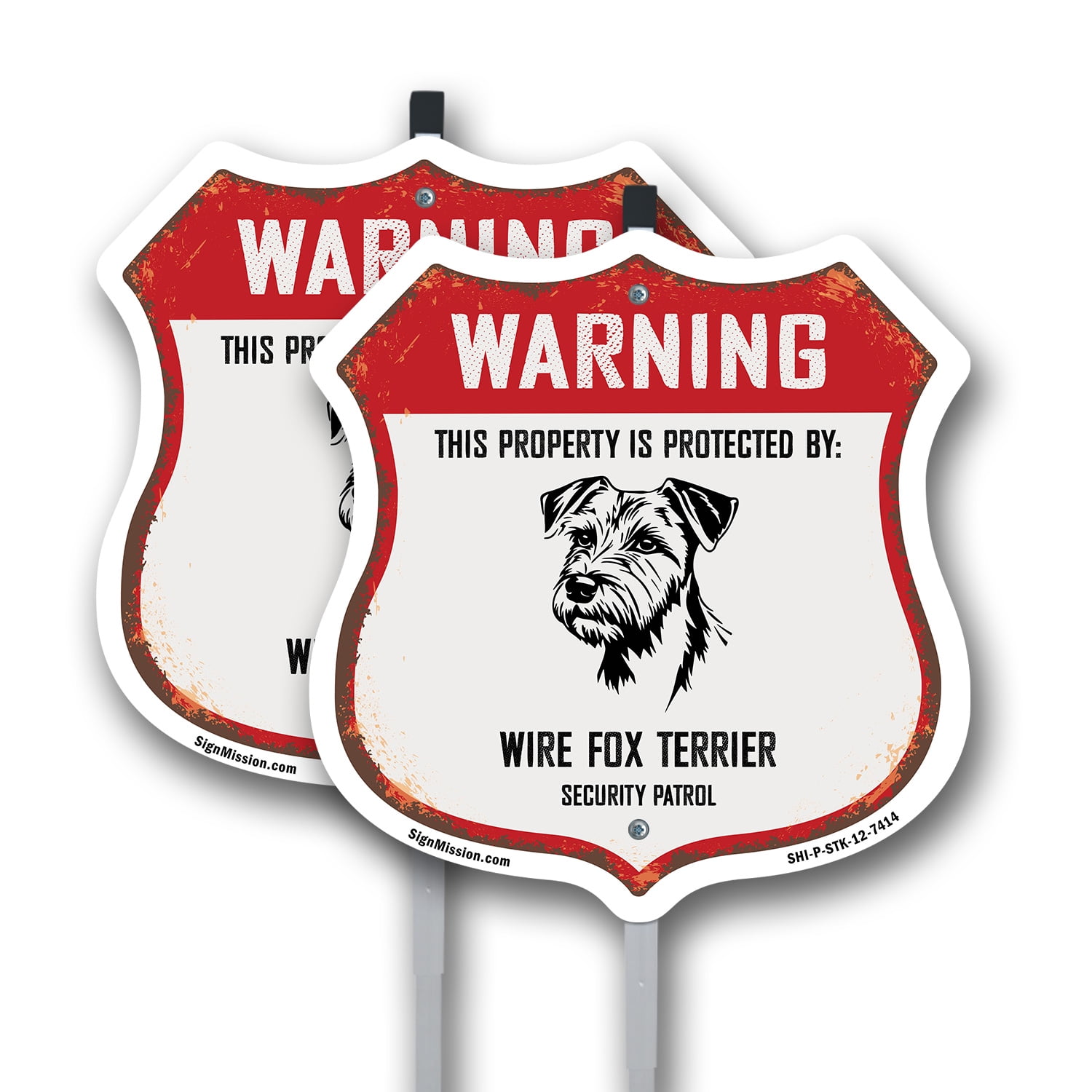 Warning This Property is Protected by Wire Fox Terrier (2 Pack) 12 inch ...