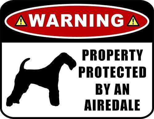 Warning Property Protected by a Airedale (Metal Aluminum Sign) Dog Sign ...