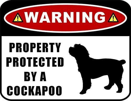 Warning Property Protected by a Cockapoo (Metal Sign) Dog Sign Size: 8 ...