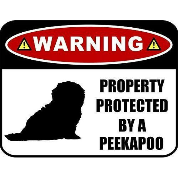 Warning Property Protected by a Peekapoo (Metal Aluminum Sign) Dog Sign ...