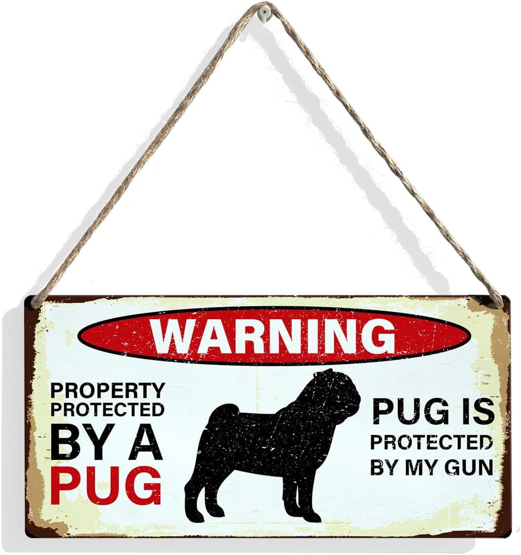 Warning Property Protected by a Pug Wood Sign Pug Wooden Signs Rustic ...
