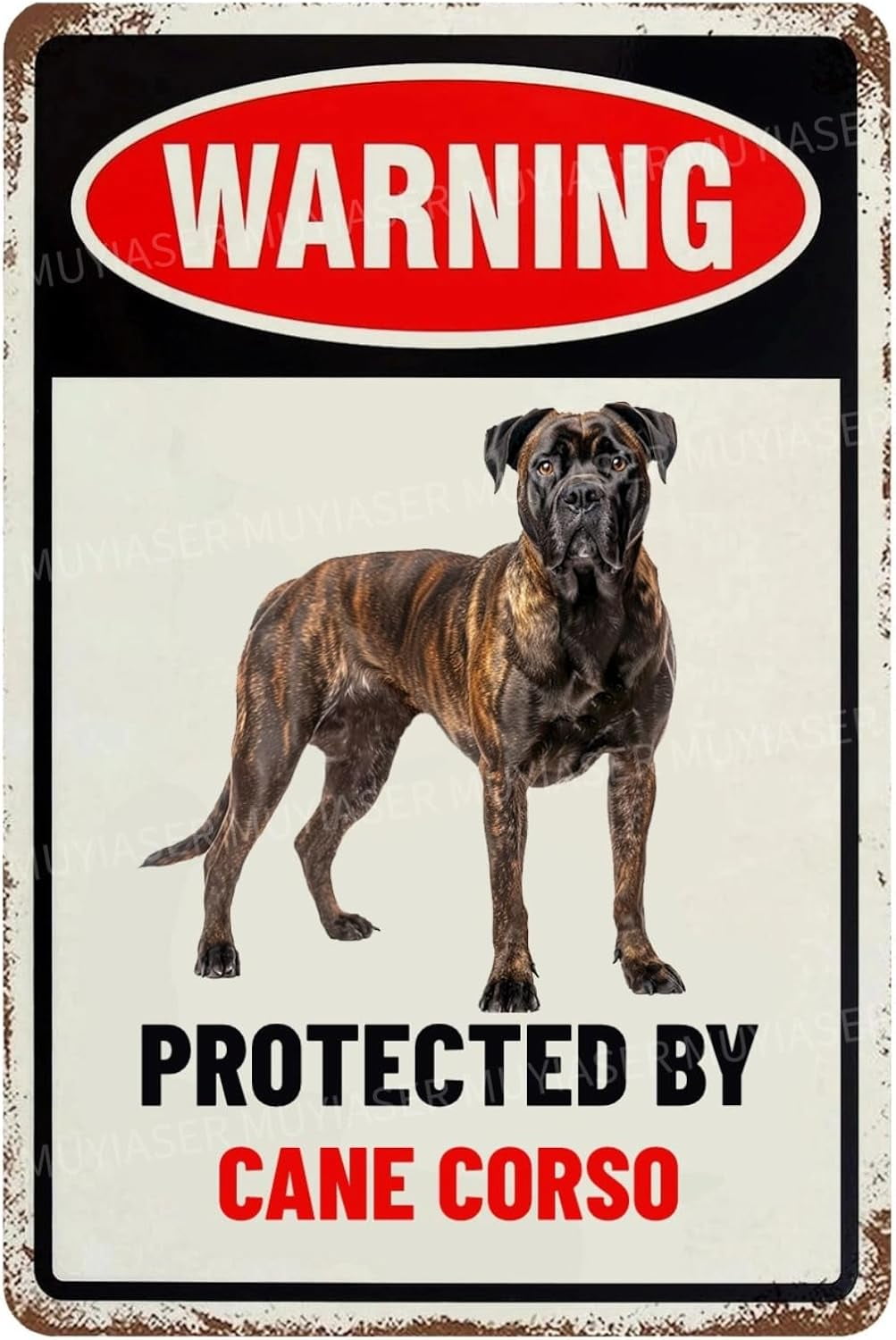 Warning Protected By Cane Corso Metal Tin Signs Outdoor Yard Sign ...