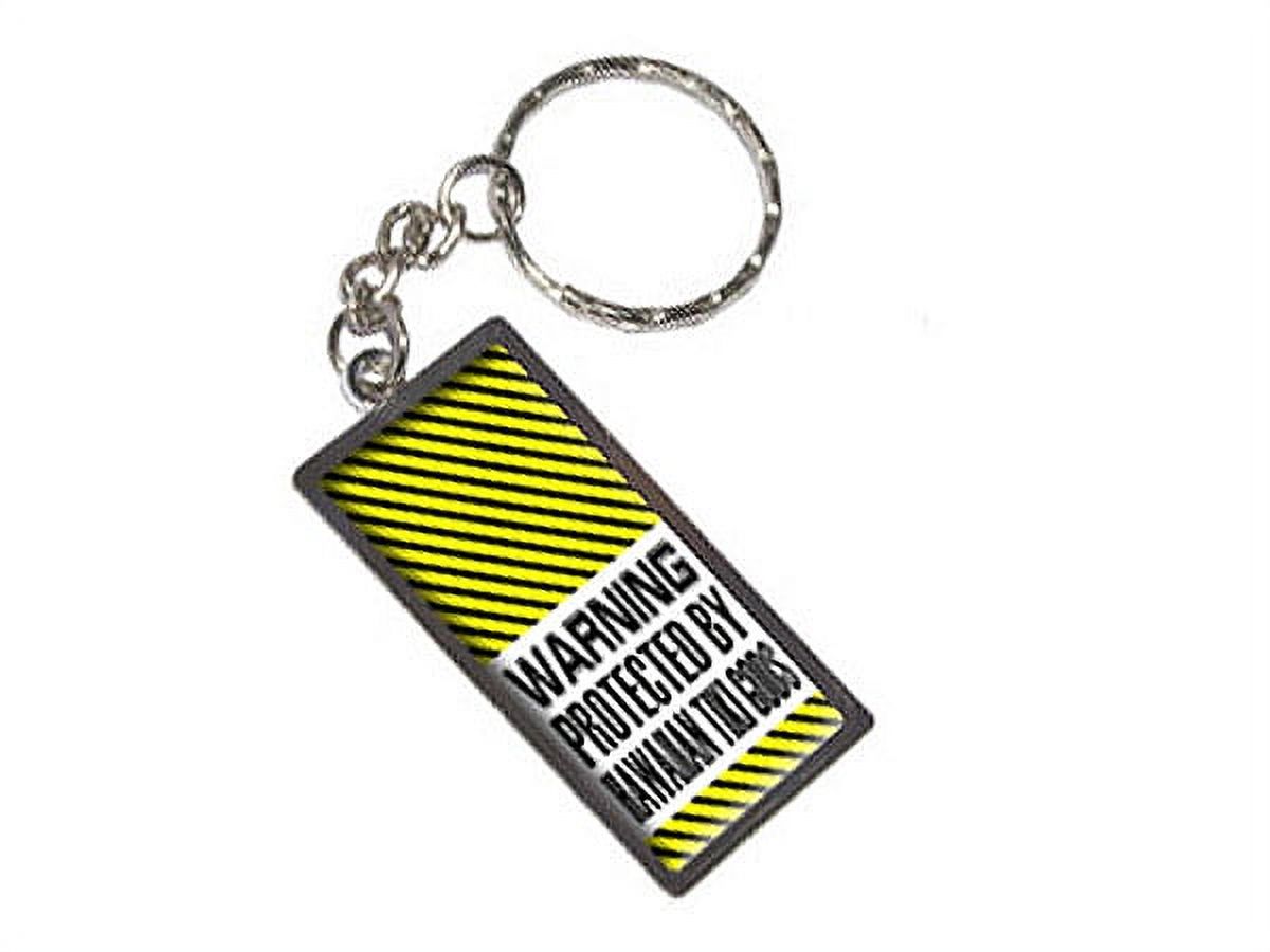 Warning Protected By Hawaiian Tiki Gods Metal Rectangle Keychain ...