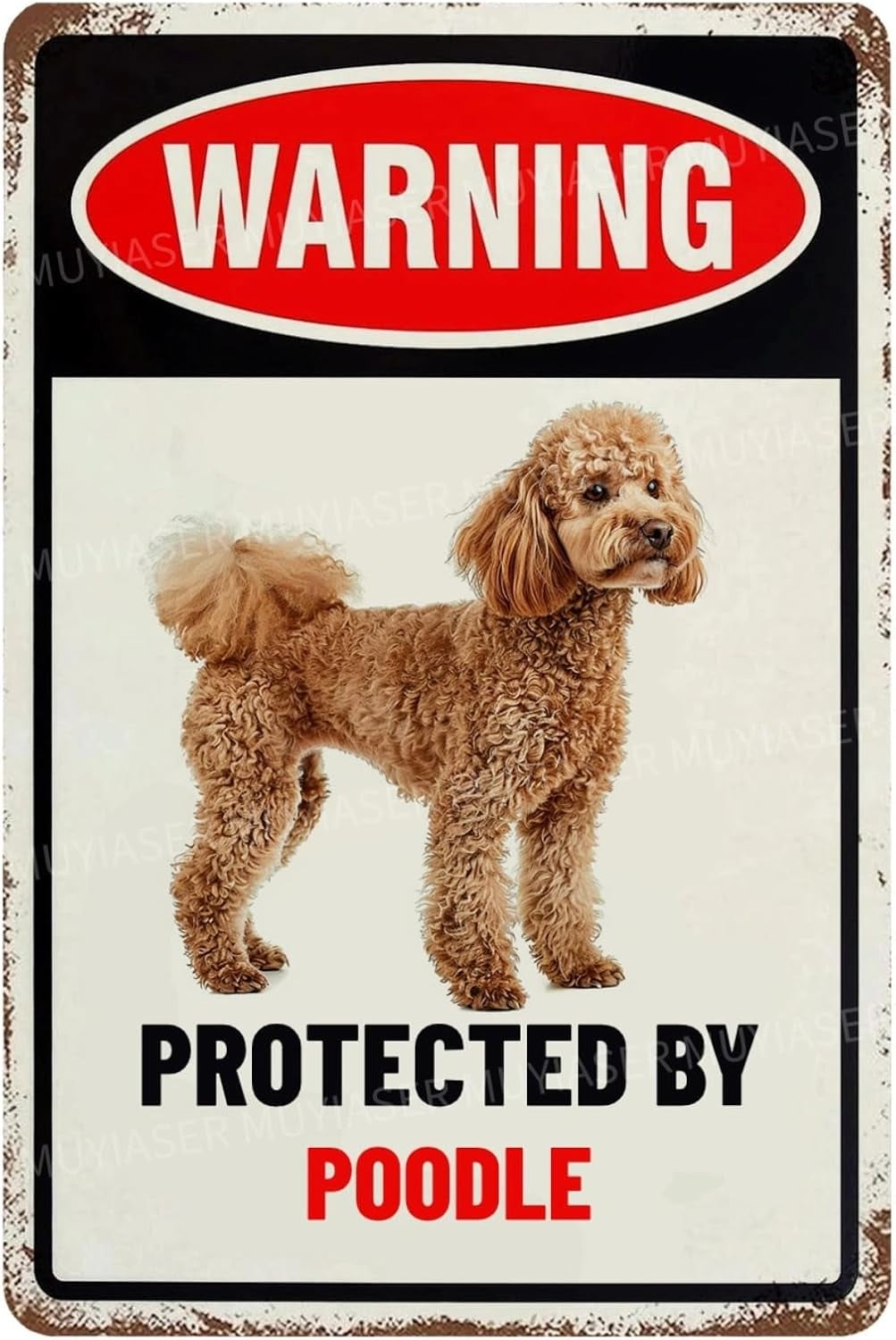 Warning Protected By Poodle Metal Tin Signs Outdoor Yard Sign Warning ...