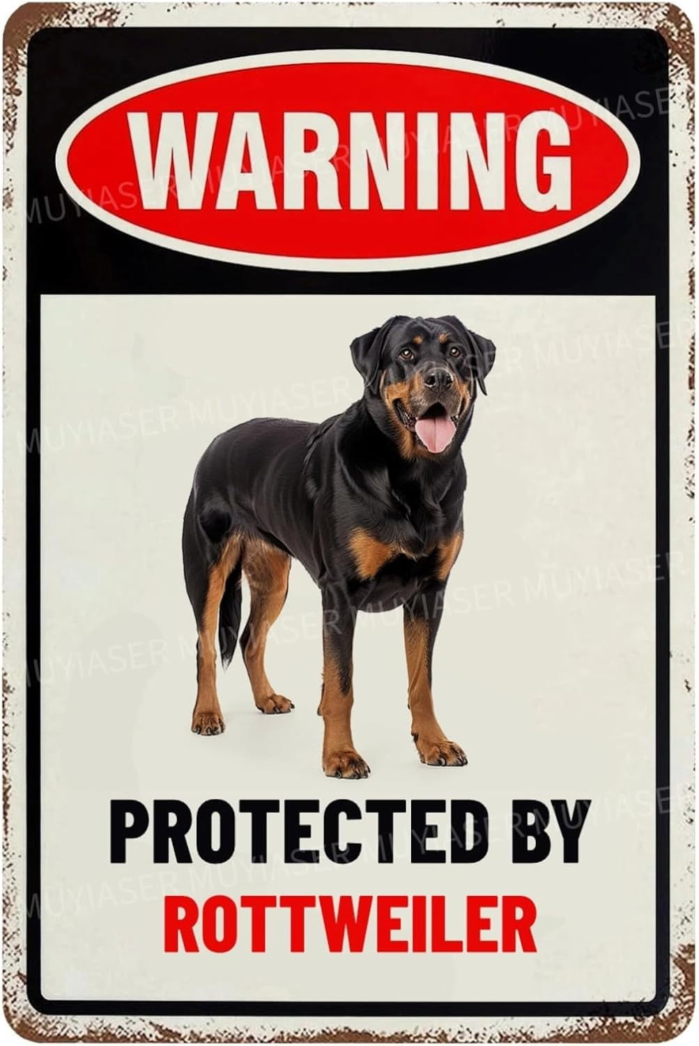 Warning Protected By Rottweiler Metal Tin Signs Outdoor Yard Sign ...