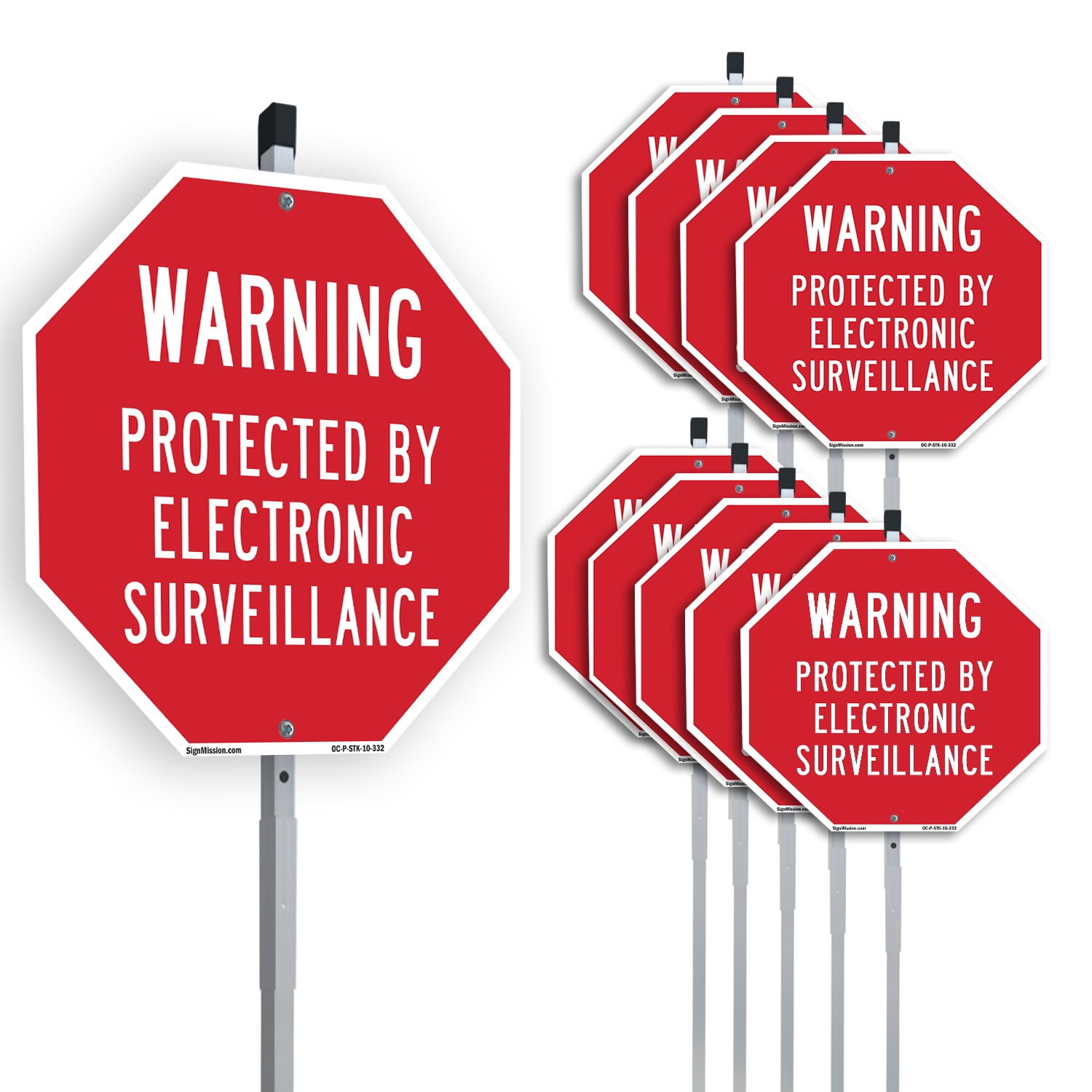 Warning Protected by Electronic Surveillance (10 Pack) 10 inch X 10 ...