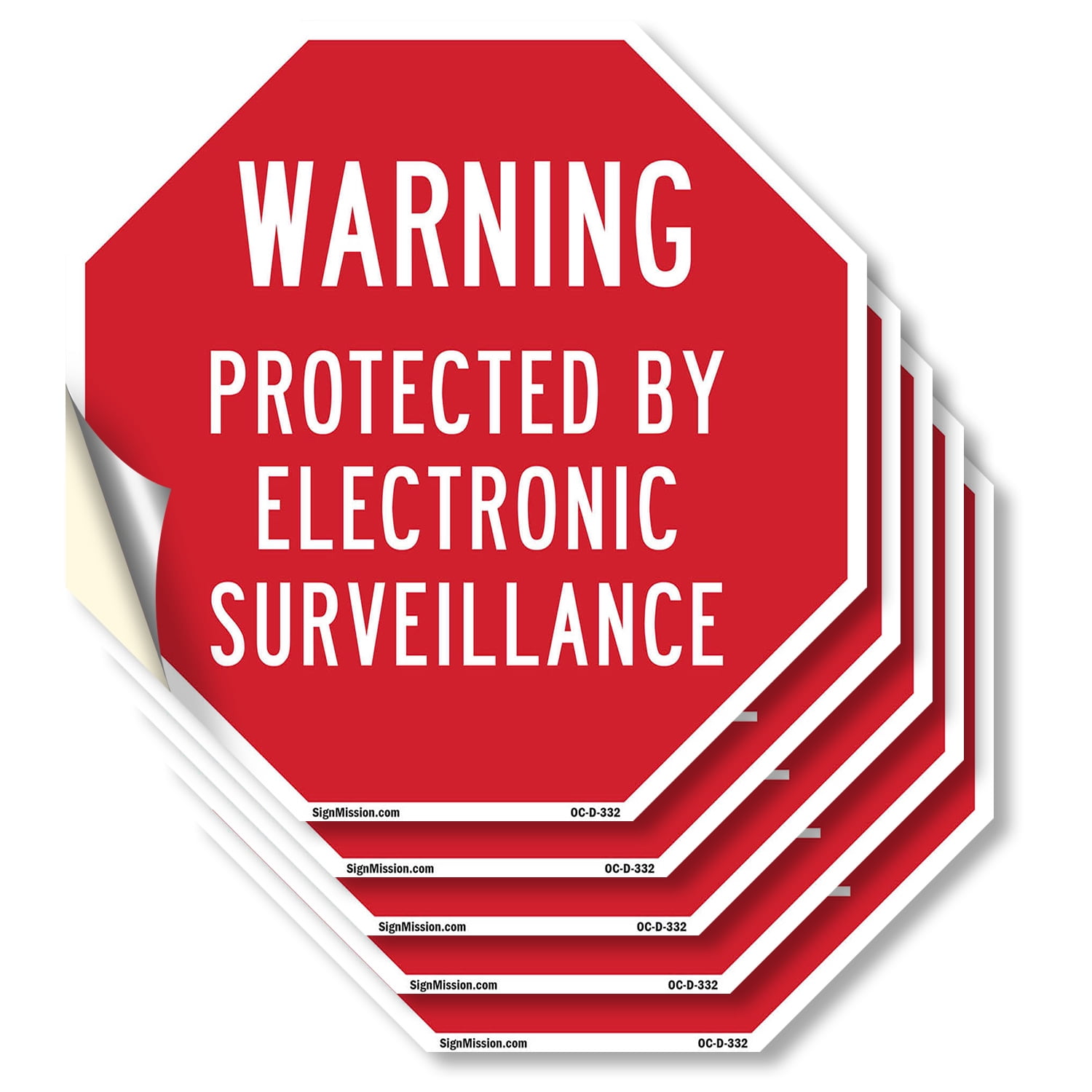 Warning Protected by Electronic Surveillance (5 Pack) 6 inch X 6 inch ...