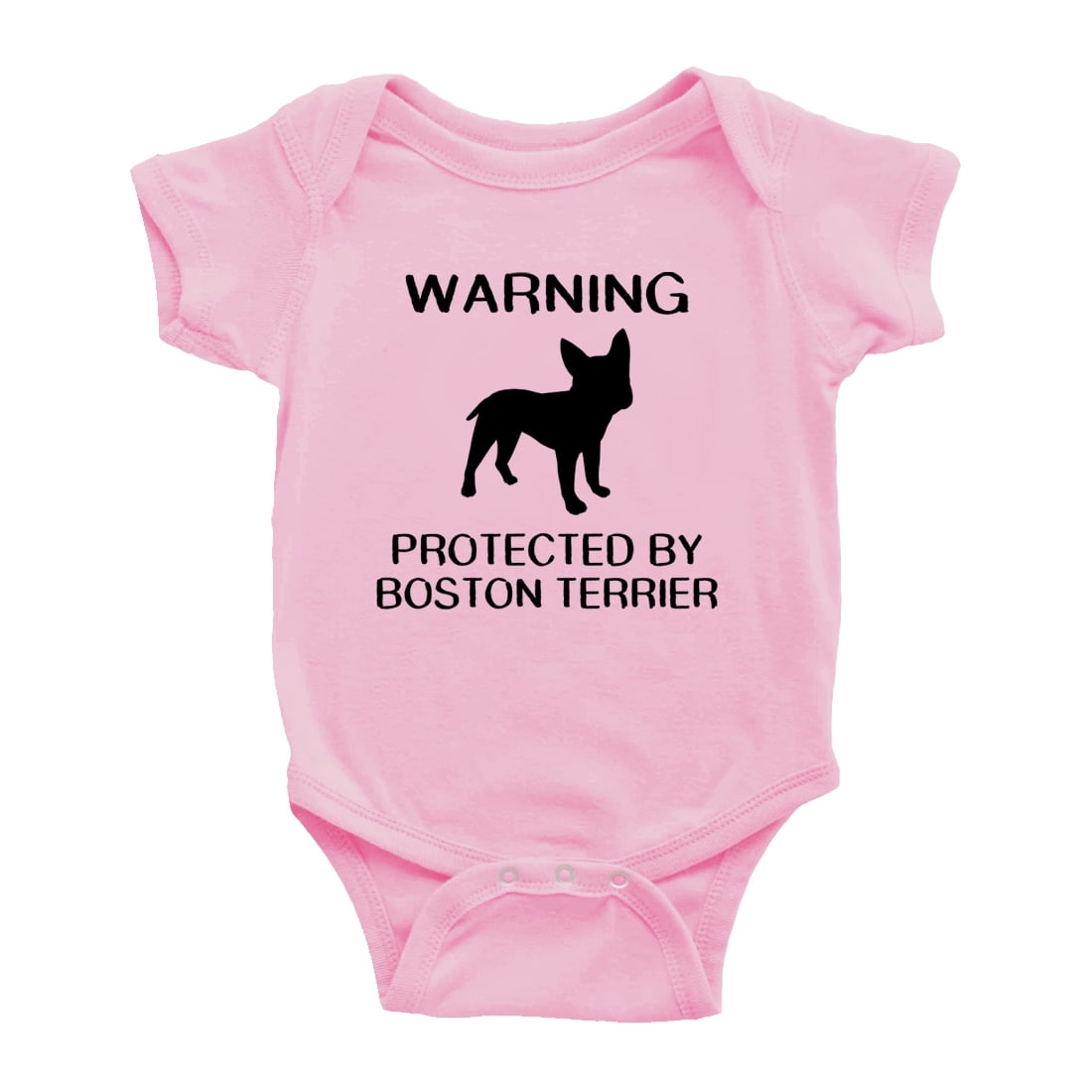 Warning: Protected by A Boston Terrier Dog Funny Baby Bodysuits (Pink,3 ...