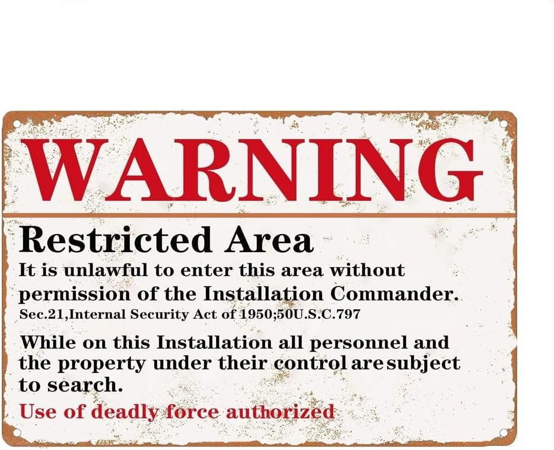 Warning Restricted Military Area 51 Sign Metal Tin Signs, No ...