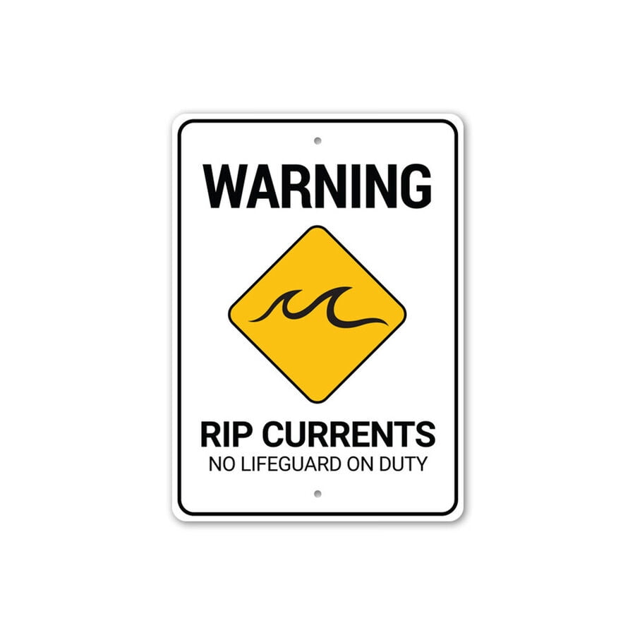 Warning Rip Currents No Lifeguard on Duty Warning Sign Coastal Metal ...
