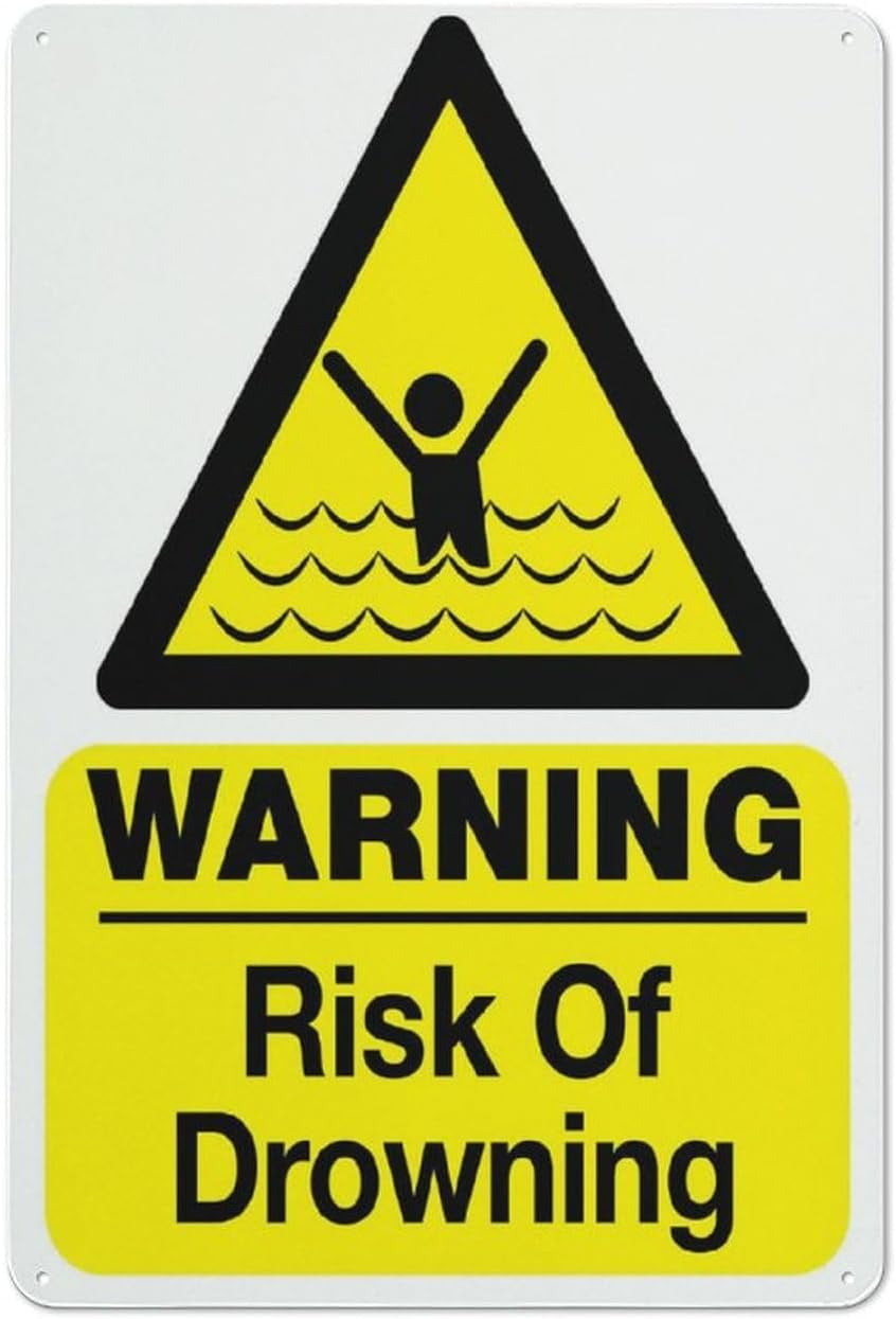 Warning Risk Of Drowning Sign Sign, 8 X 12 Grade Reflective Sheeting ...