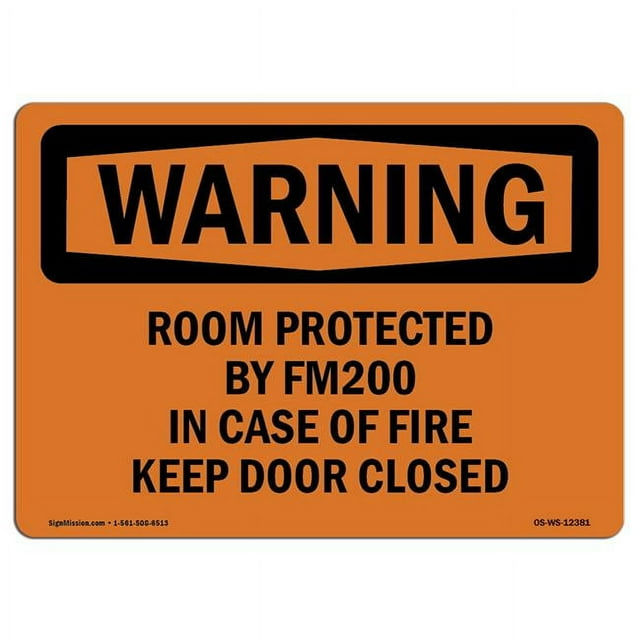 Warning Room Protected by FM200 in Case of Fire OSHA Decal Sign ...