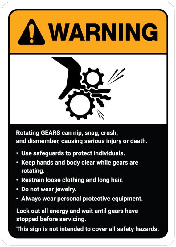 Warning Rotating Gears Guidelines Sign Safety Restriction Alert ...
