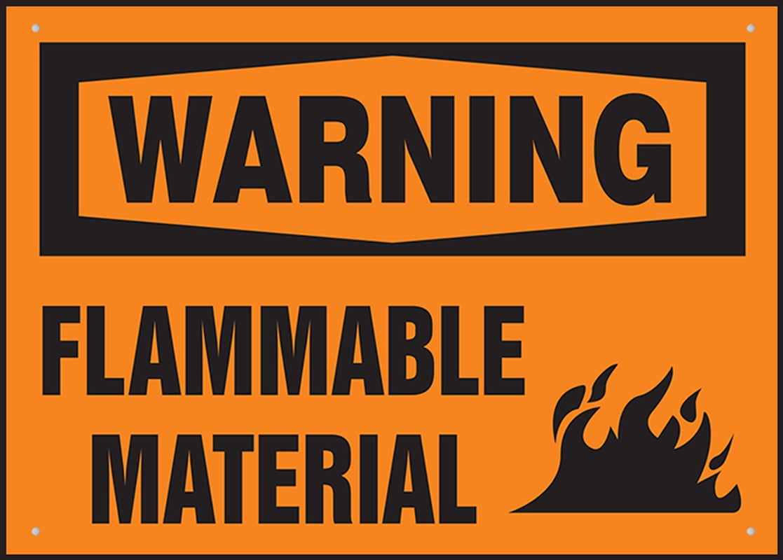 Warning Safety Label Flammable Material Metal Signs 12X8 Inch Rust Free ...