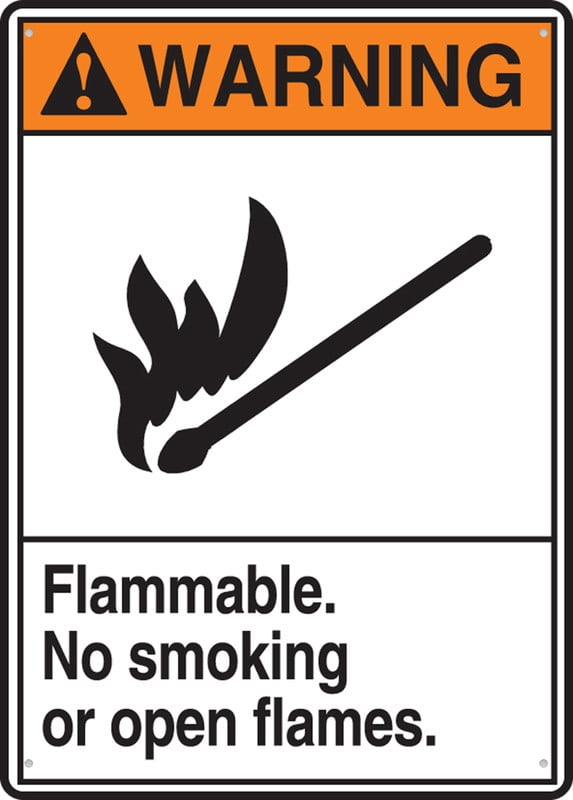 Warning Safety Label Flammable No Smoking Or Open Flames 8"X12" Rust ...