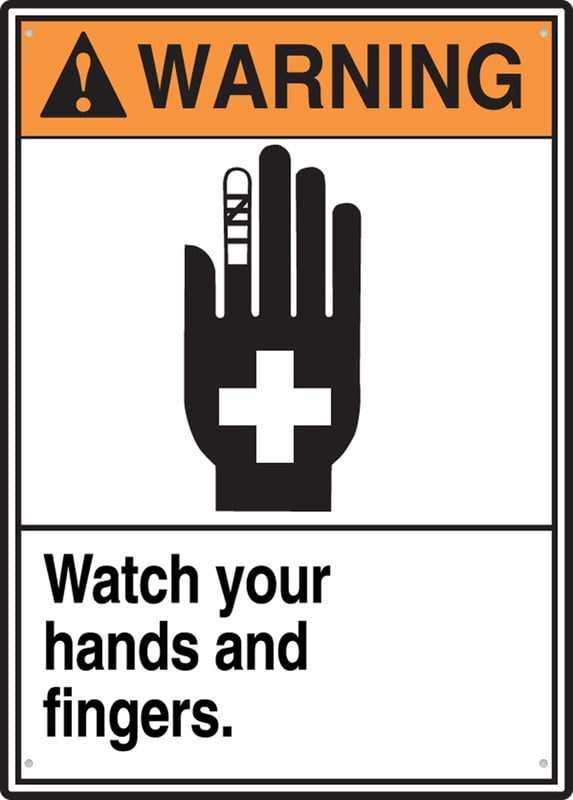 Warning Safety Label Watch Your Hands And Fingers 12 X 8 Inch Metal ...