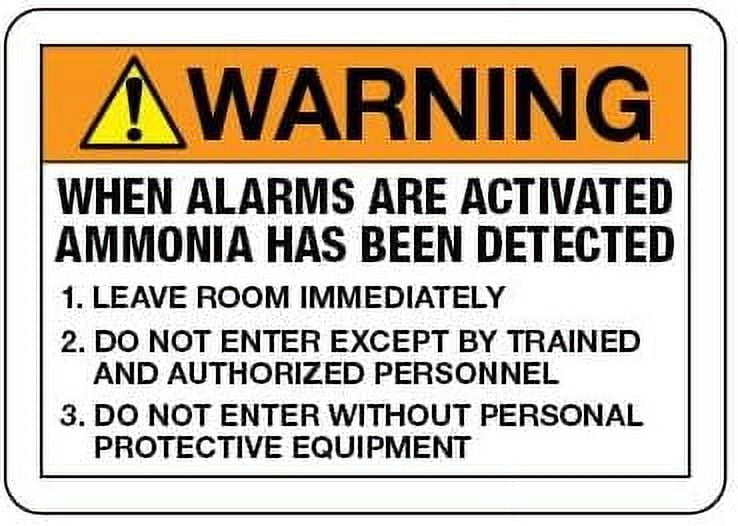 Warning Safety Sign: Ammonia Alarm Procedure Safety & Compliance Signs ...