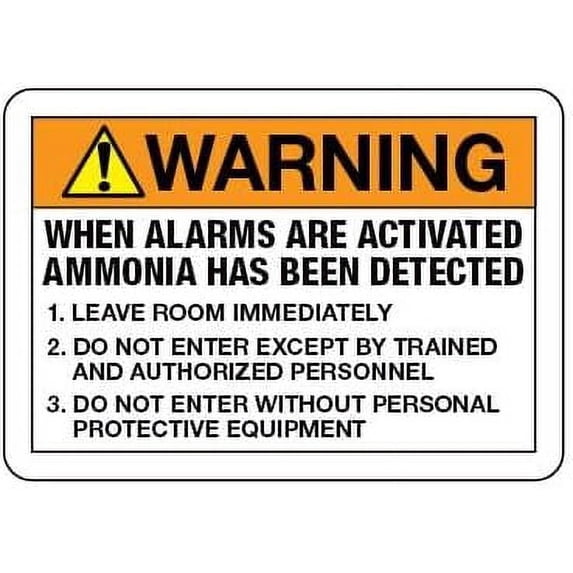 Warning Safety Sign: Ammonia Alarm Procedure Safety & Compliance Signs ...