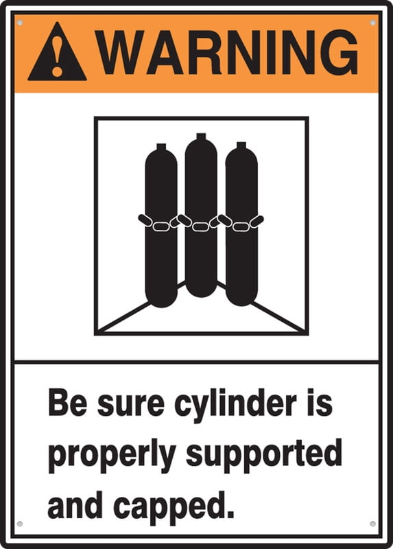 Warning Safety Sign Be Sure Cylinder Is Properly Supported And Capped ...