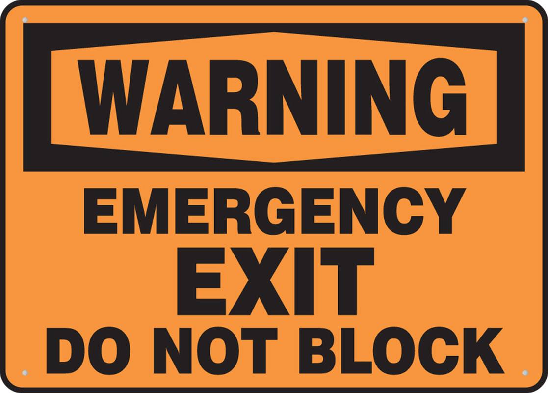 Warning Safety Sign Emergency Exit Do Not Block 12”X8” Metal Signs ...