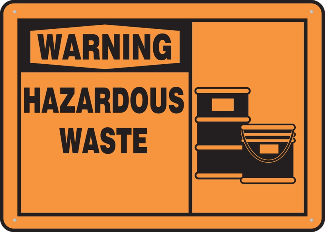 Warning Safety Sign Hazardous Waste 8X12 Inch Rust Free Aluminum Easy ...