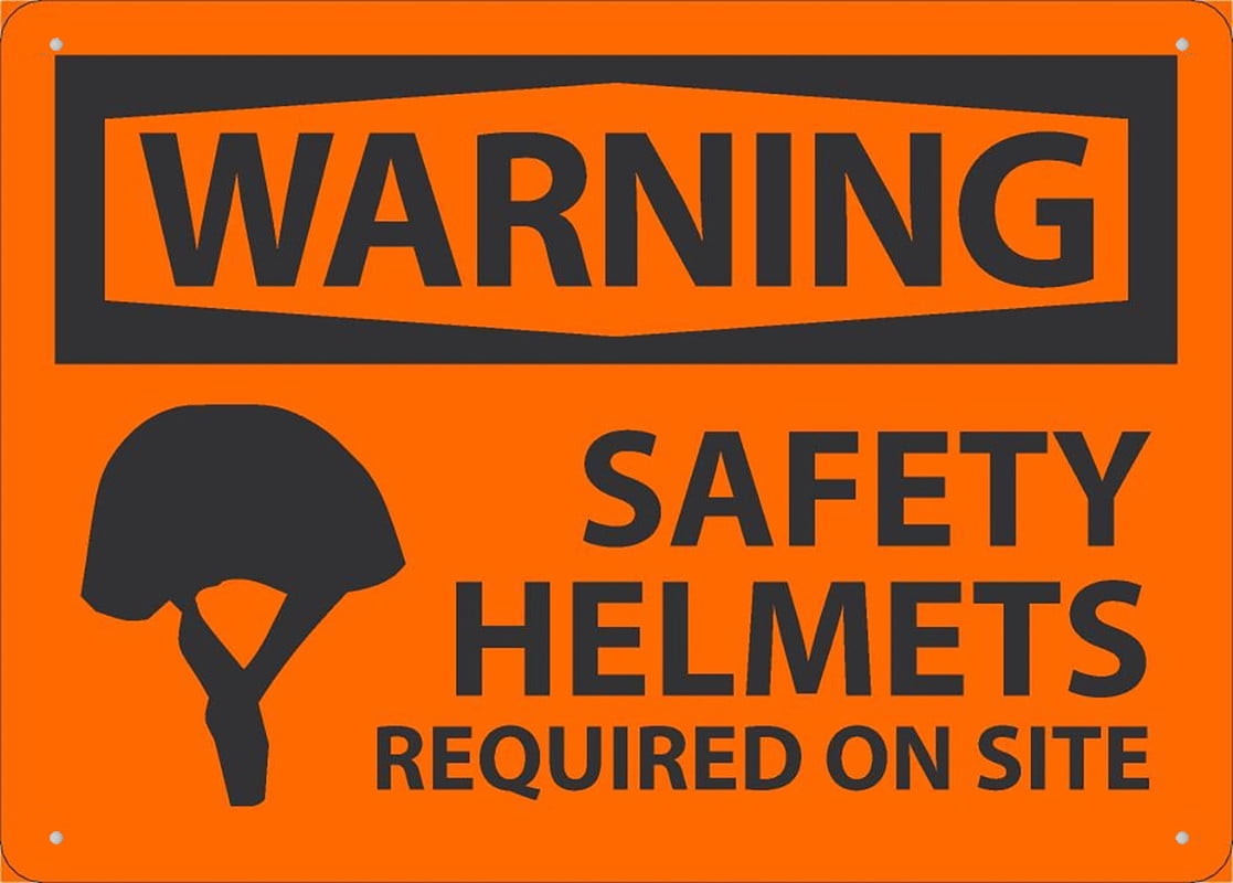 Warning Safety Sign Safety Helmets Required On Site For Business 8"X12 ...
