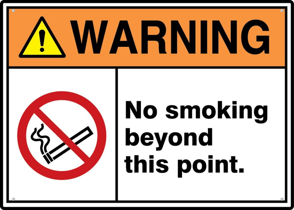 Warning Safety Signs No Smoking Beyond This Point Metal 12X8 Inch Rust ...
