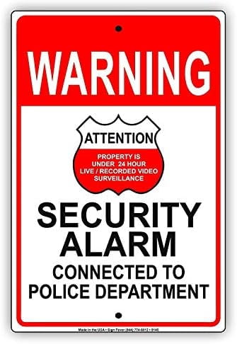 Warning Security Alarm Connected to Police Department Warning Attention ...