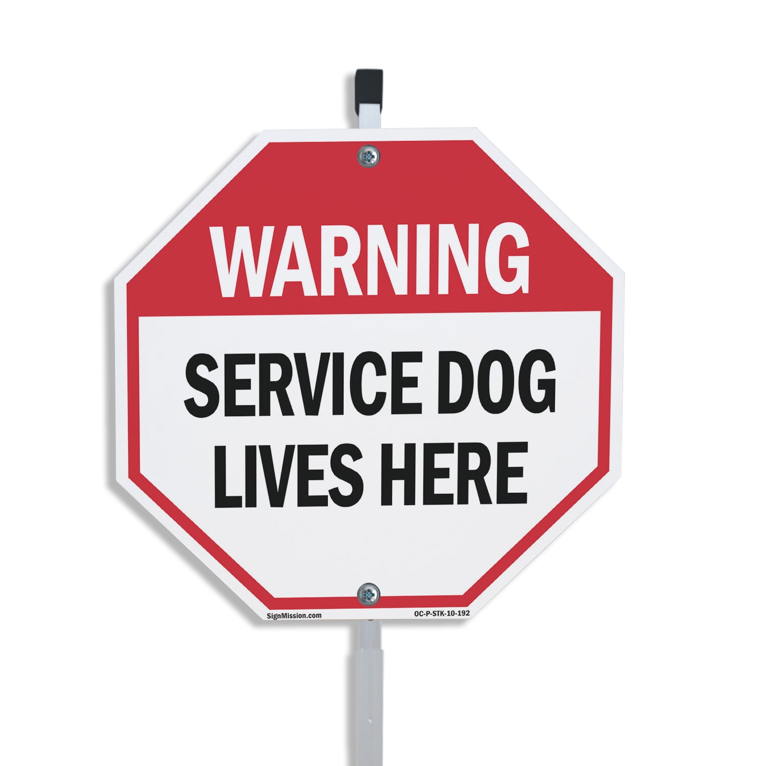 Warning Service Dog Lives Here 10 inch X 10 inch Octagon Plastic Sign ...