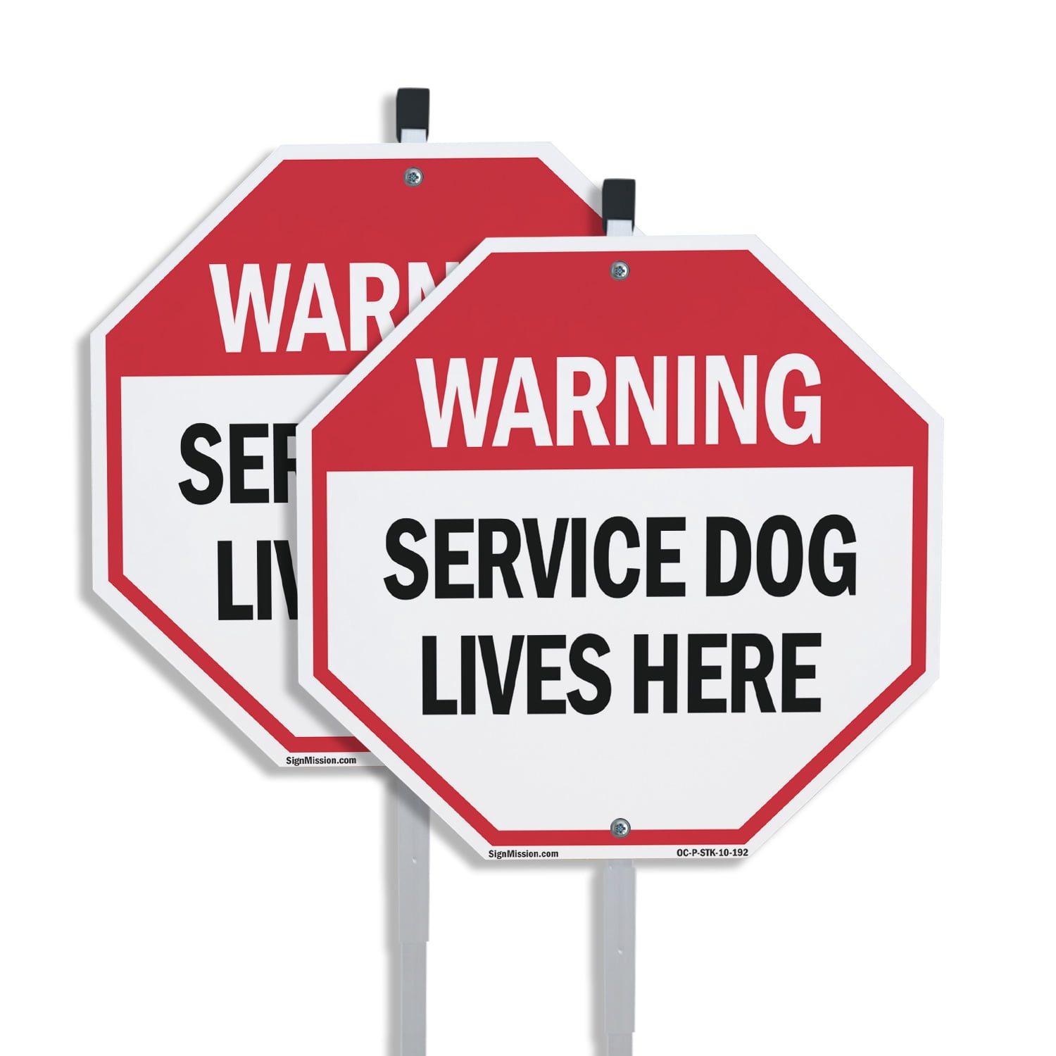Warning Service Dog Lives Here (2 Pack) 10 inch X 10 inch Octagon ...