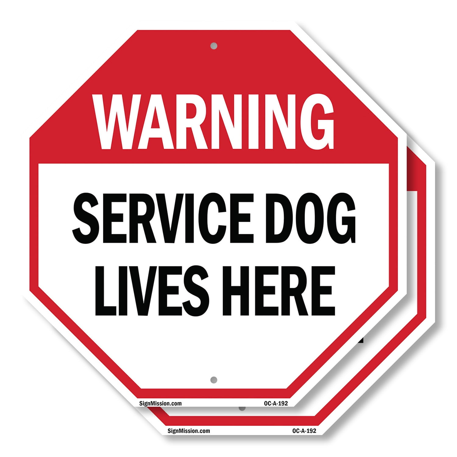Warning Service Dog Lives Here (2 Pack) 18 inch X 18 inch Octagon ...