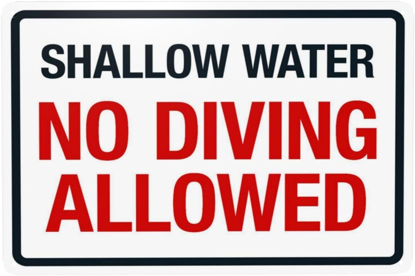 Warning Shallow Water Metal Sign 8"x12", Pool Rules Security Durable ...