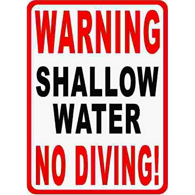 Warning Shallow Water No Diving Sign. 8x12 Metal. Pool Safety Signs ...
