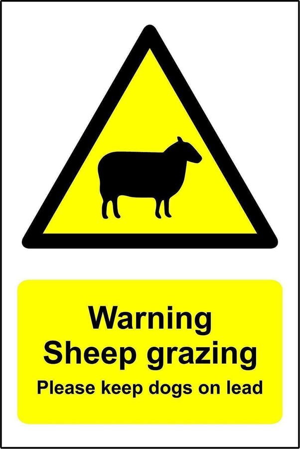 Warning Sheep grazing sign please keep dogs on lead metal park safety ...