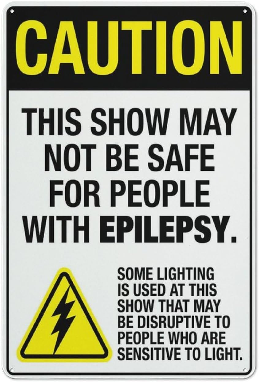 Warning This Show May Not Be Safe For People With Epilepsy Sign 12 X 8 ...