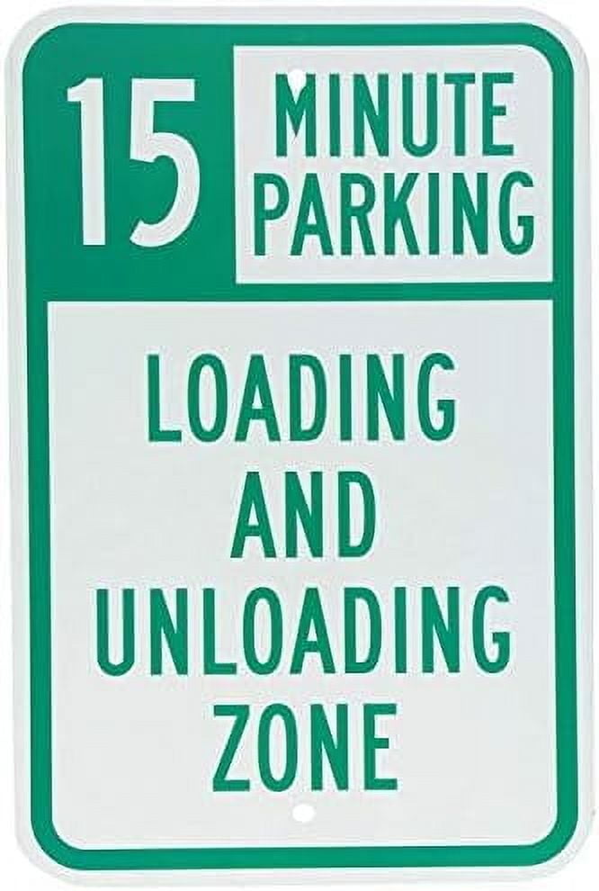 Warning Sign 15 Minute Parking, Loading and Unloading Zone, Green on ...