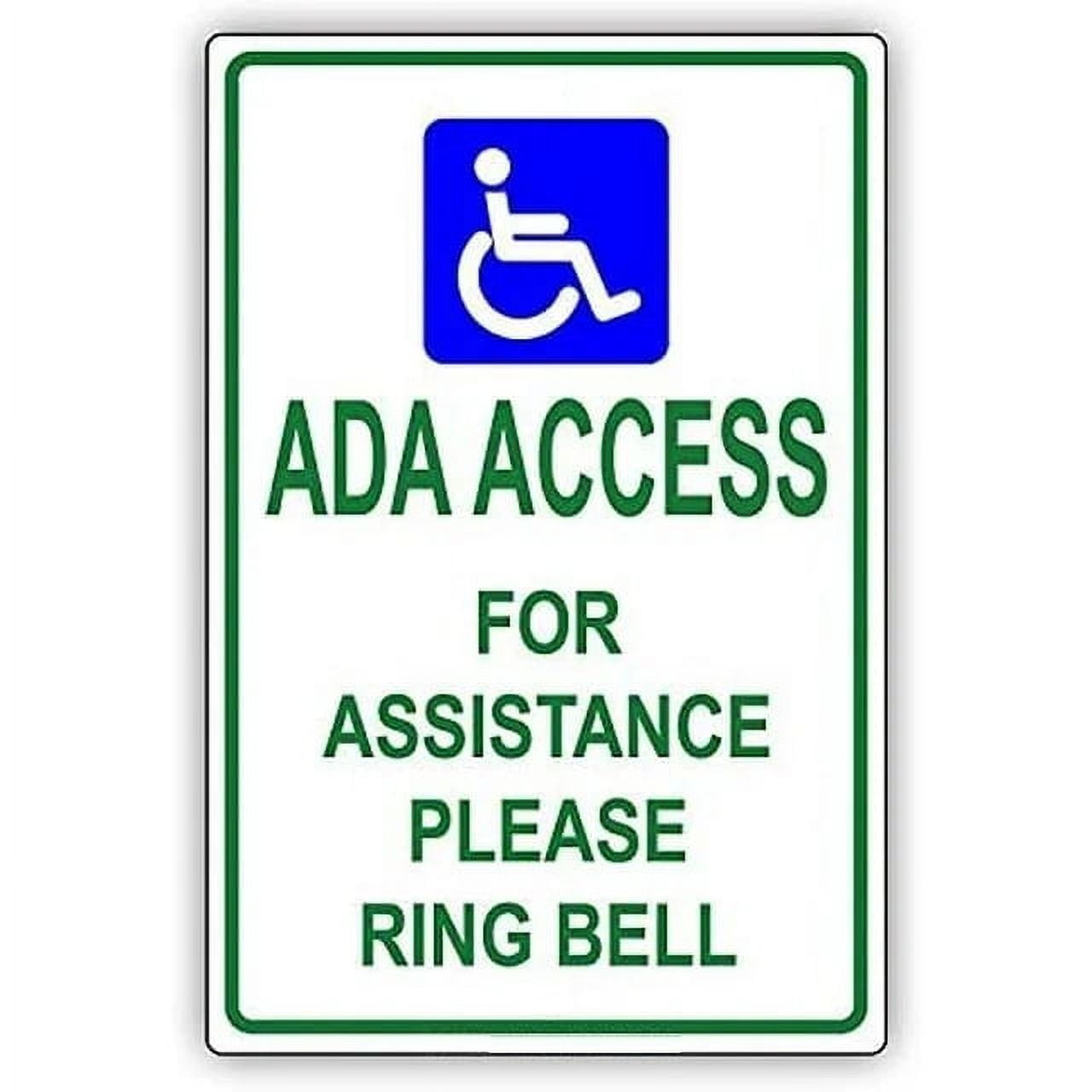 Warning Sign ADA Access for Assistance Please Ring Bell Notice Plate ...