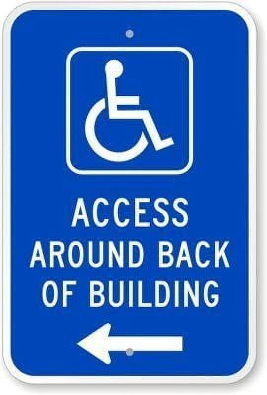 Warning Sign Access Around Back of Building (with Graphic) (with Left ...