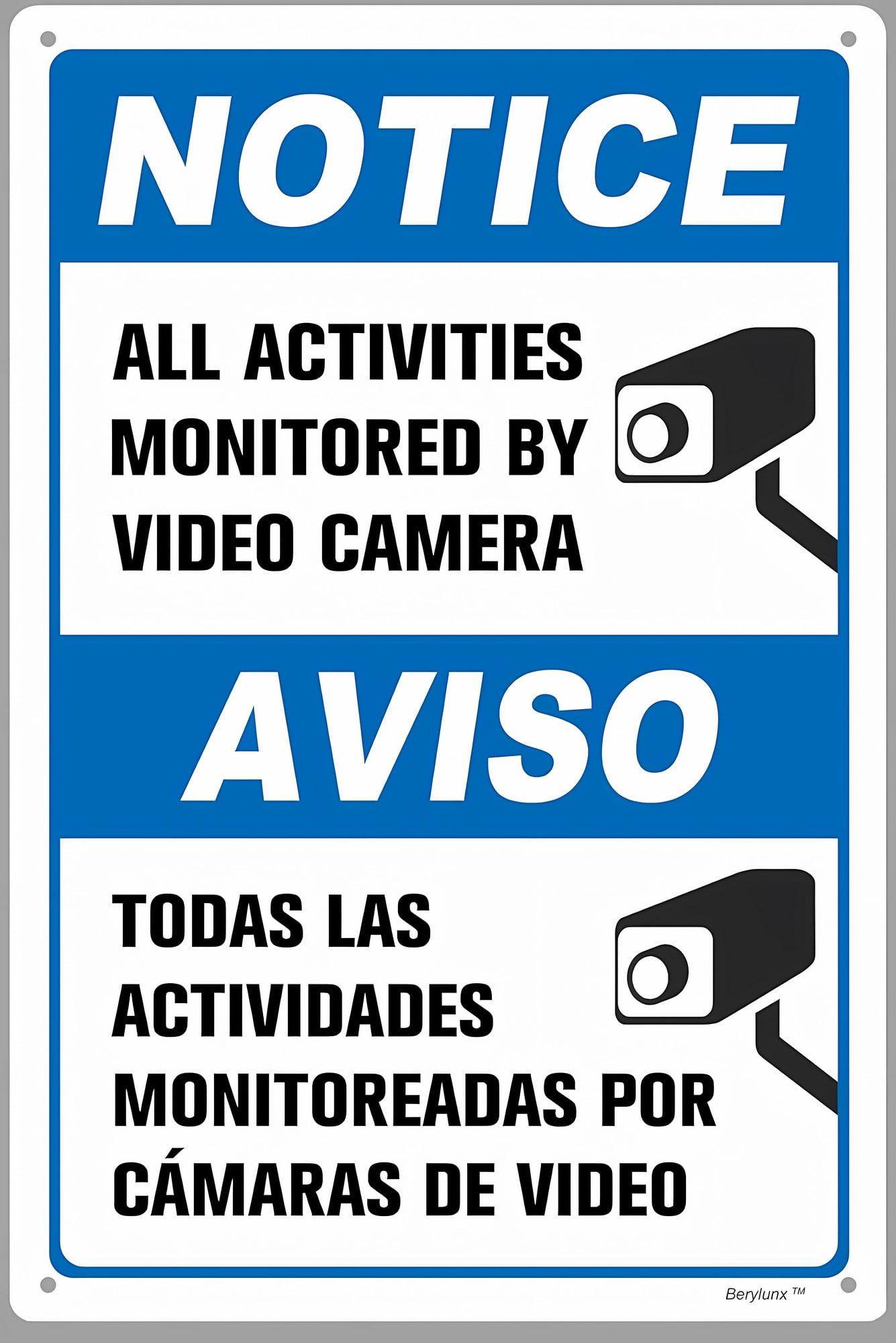 Warning Sign All Activities Monitored By Video Camera - 8"x12" Notice ...
