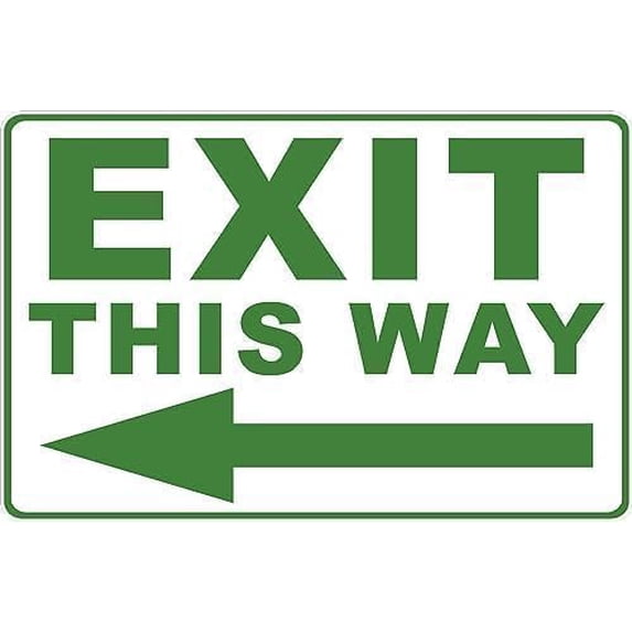 Warning Sign - Aluminum Exit This Way with Left Arrow, Metal Sign ...