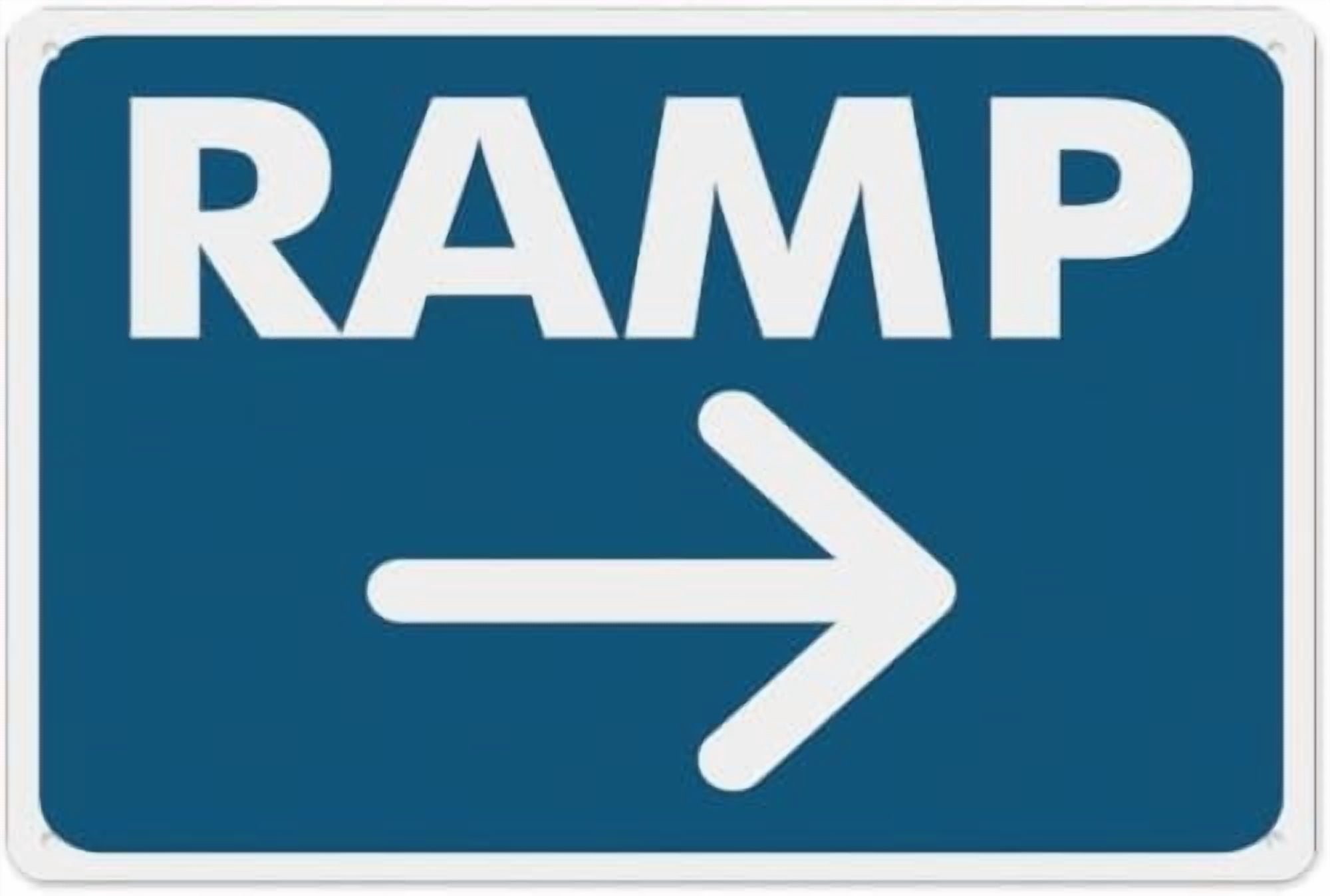 Warning Sign - Arrow Ramp Right, Warning Metal Sign, Vintage Wall Decor ...