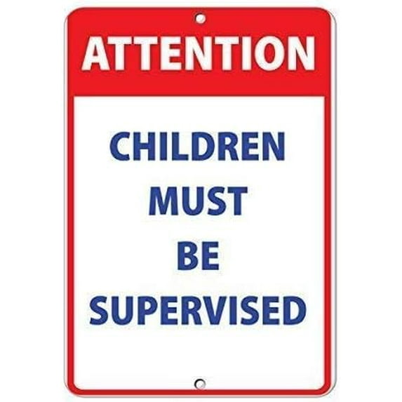 Warning Sign Attention Children Must Be Supervised Activity Sign ...